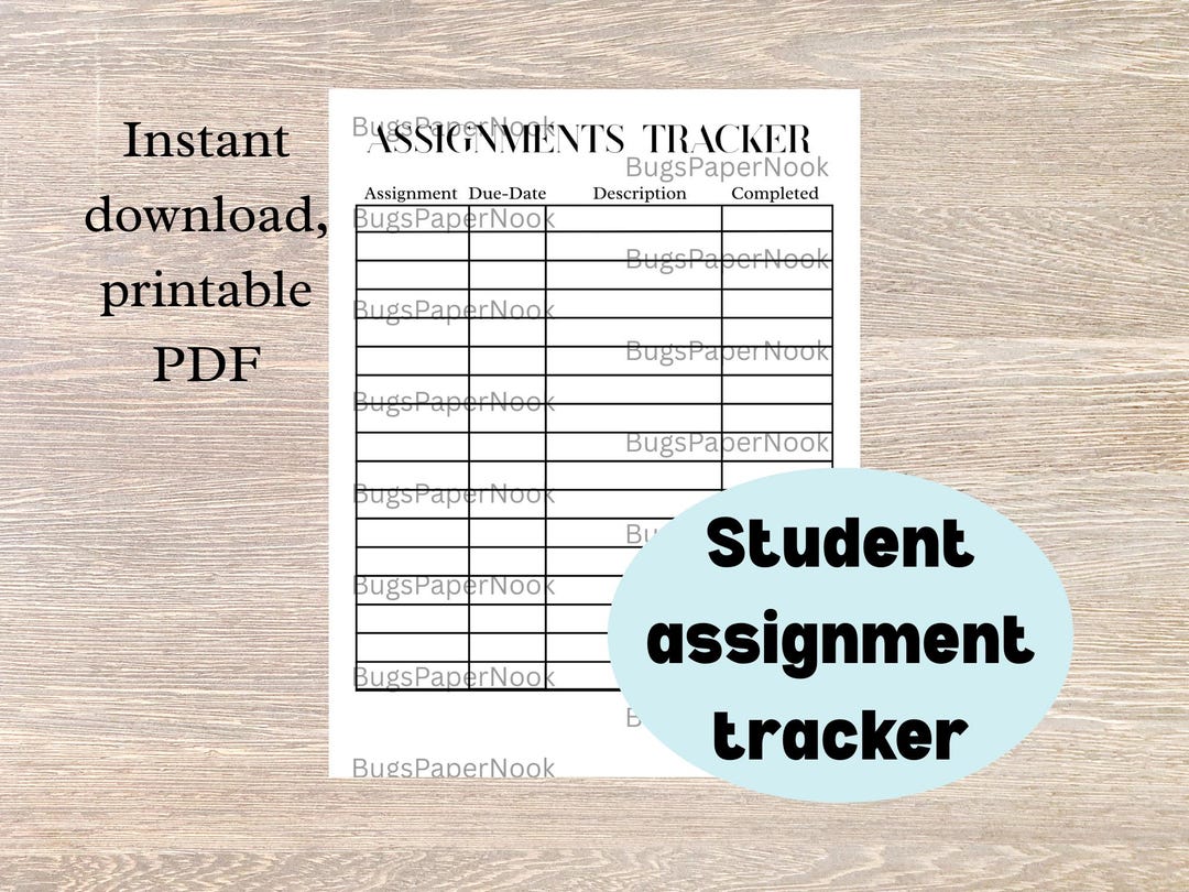 Assignment Tracker Printable: Student Planner, Simple & Clean (PDF ...