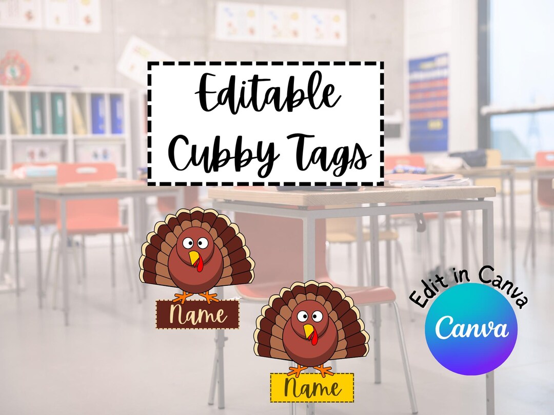 Editable Turkey Cubby Tags | Thanksgiving Classroom Labels | Fall Name ...