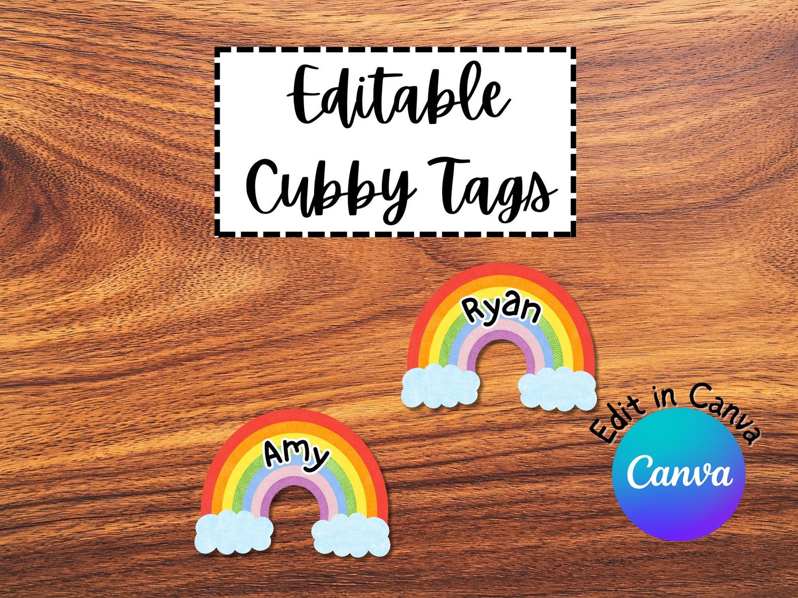 Rainbow Cubby Tags | Editable Classroom Name Labels | Bright Rainbow ...