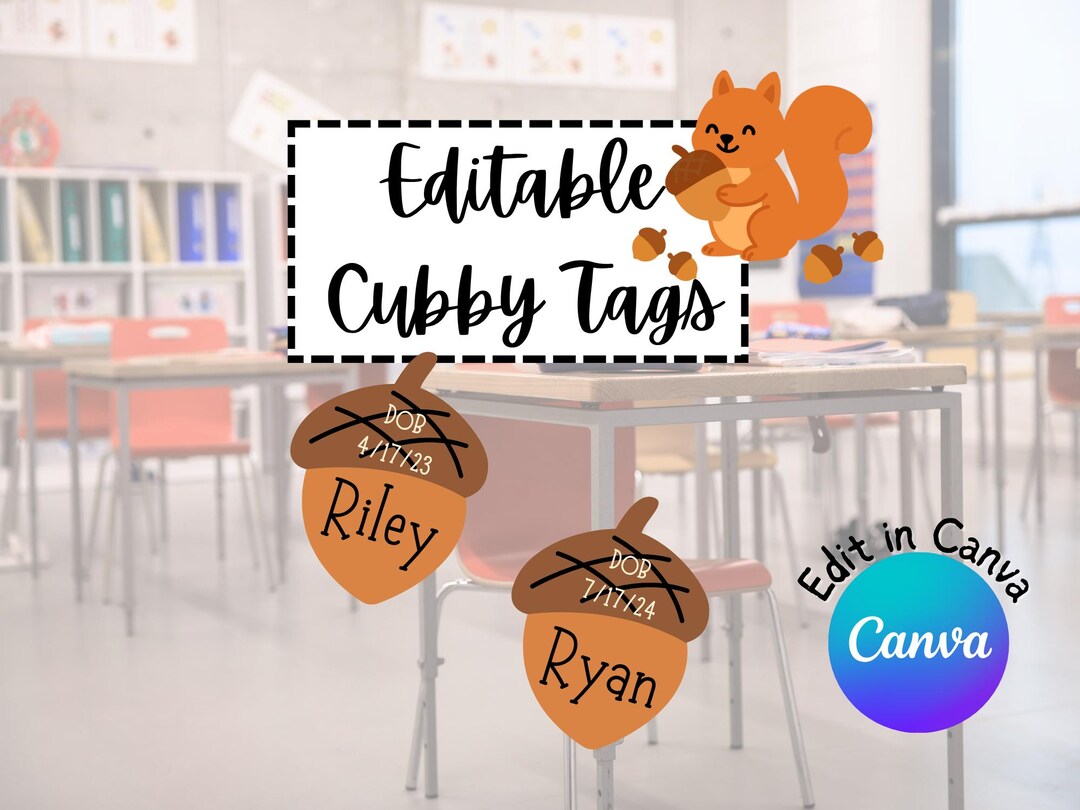 Editable Acorn Cubby Tags | Fall Classroom Labels | Woodland Name Tags ...