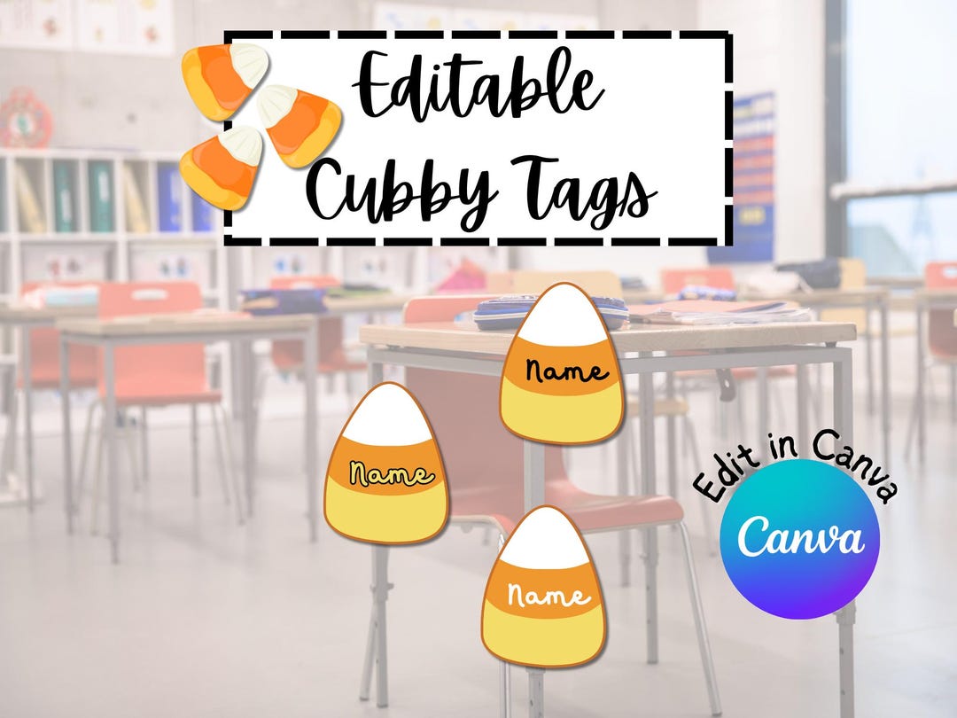 Editable Candy Corn Cubby Tags | Halloween Classroom Labels | Printable ...