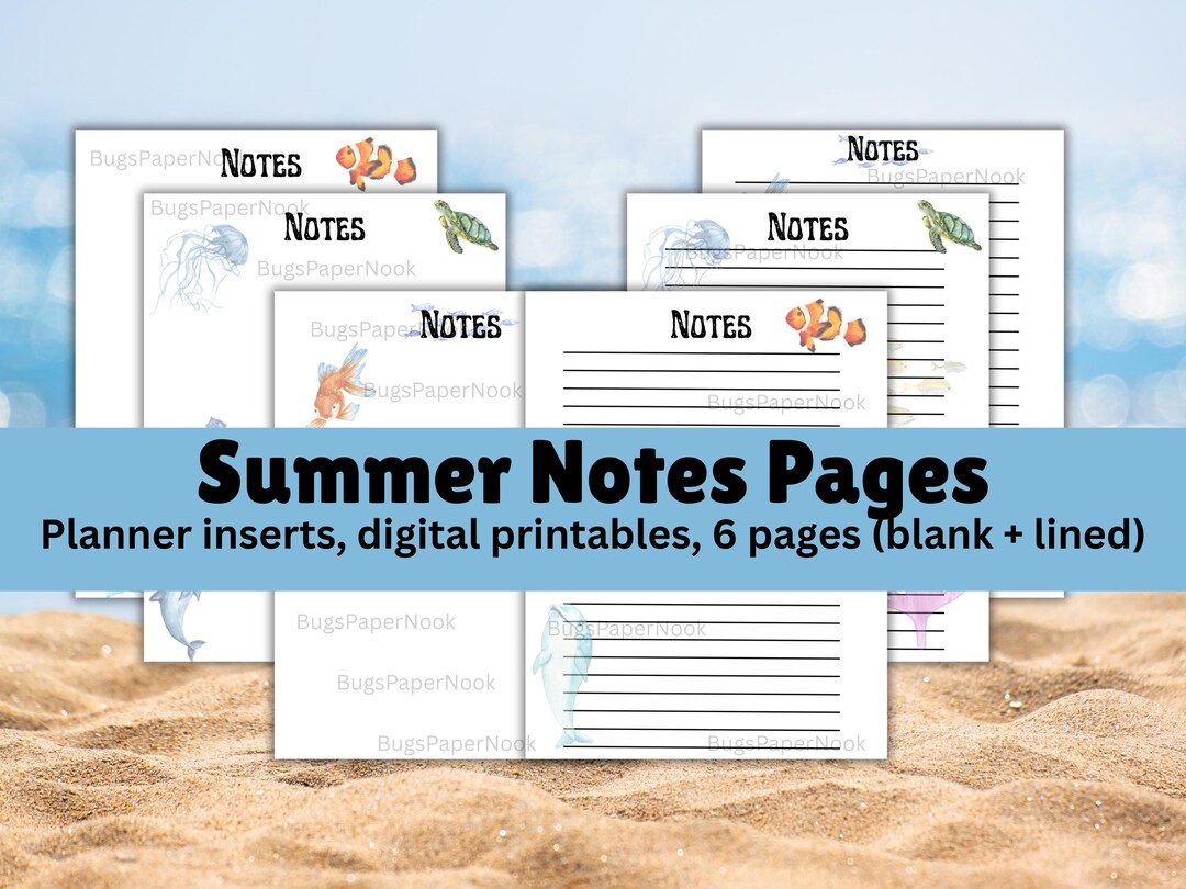 Summer Notes Printable Pack | 6-page Ocean Animal Stationery PDF ...