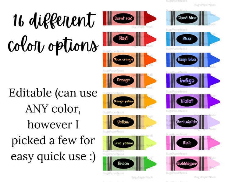Editable Crayon Cubby Tags: Printable Classroom Labels (canva Template ...