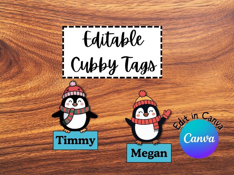 Penguin Cubby Tags | Winter Classroom Name Labels | 2 Designs ...