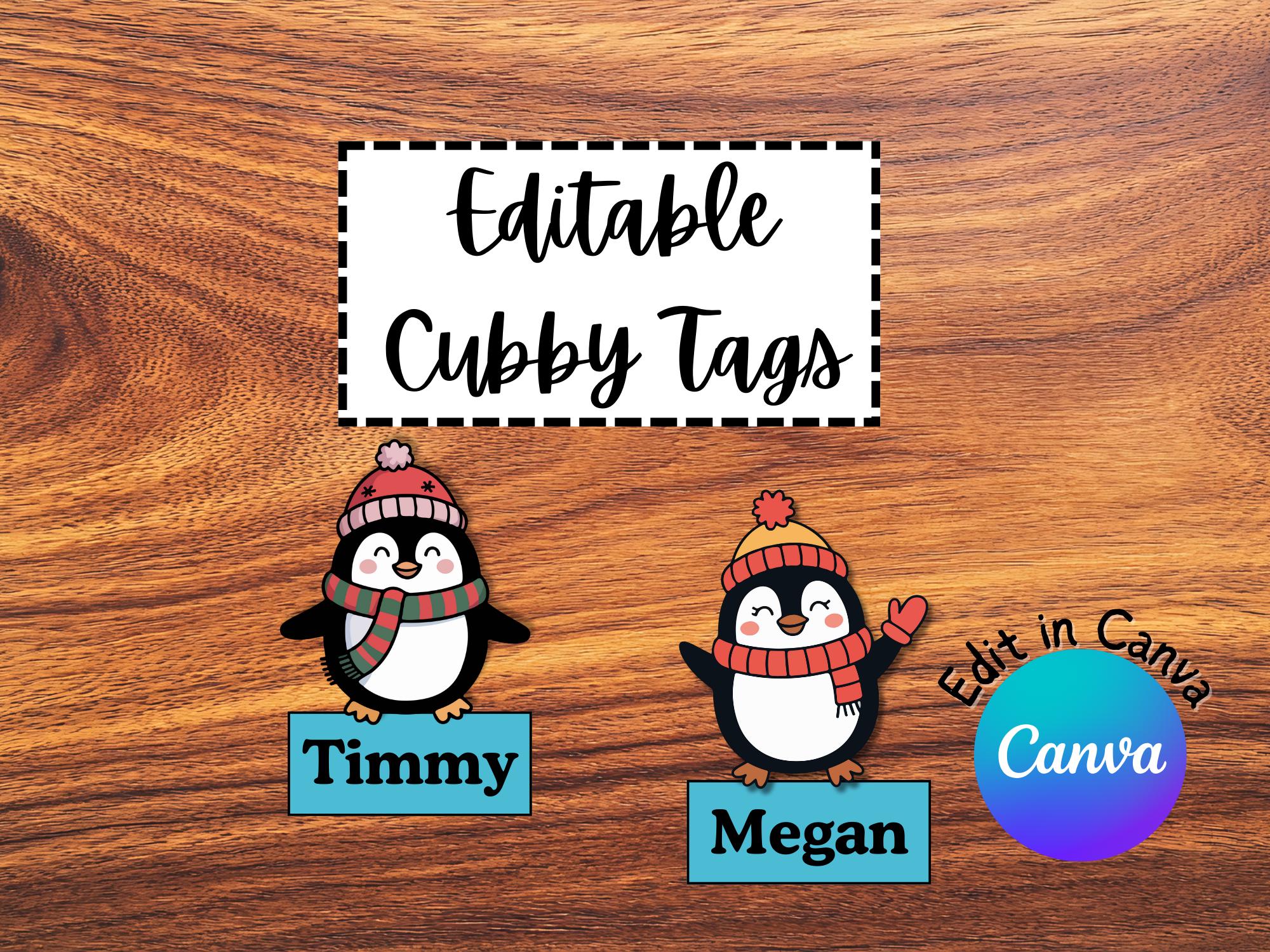 Penguin Cubby Tags | Winter Classroom Name Labels | 2 Designs ...
