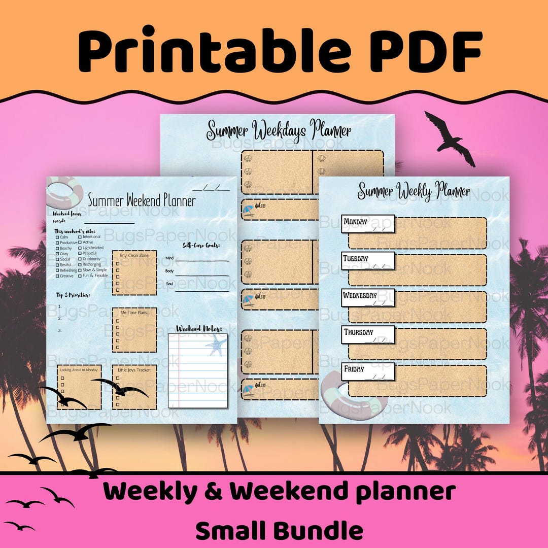 Beach Weekly Planner Printable: Summer Theme, To-do List (PDF Download ...