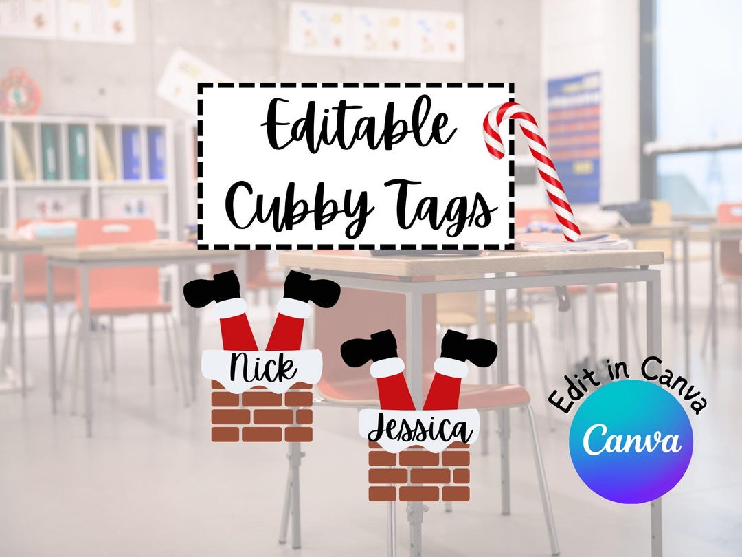 Santa Chimney Cubby Tags | Editable Canva Template | Christmas ...