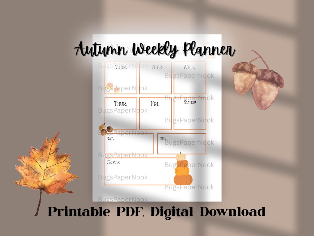 Autumn Weekly Planner | Cozy Fall Theme | Printable PDF | Monday–sunday ...