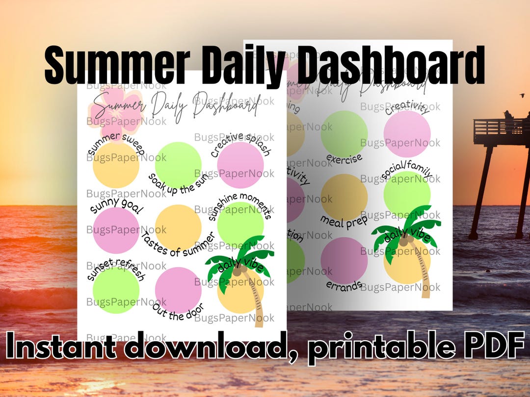 Summer Daily Planner Printable: Colorful Productivity Dashboard (PDF ...