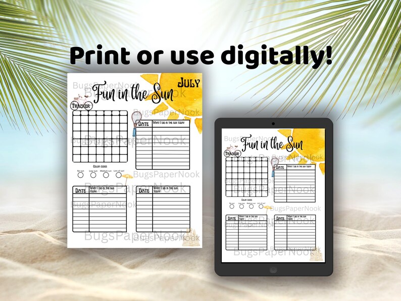 Summer Outdoor Tracker Printable: Color-in Journal (8.5x11) (PDF File ...
