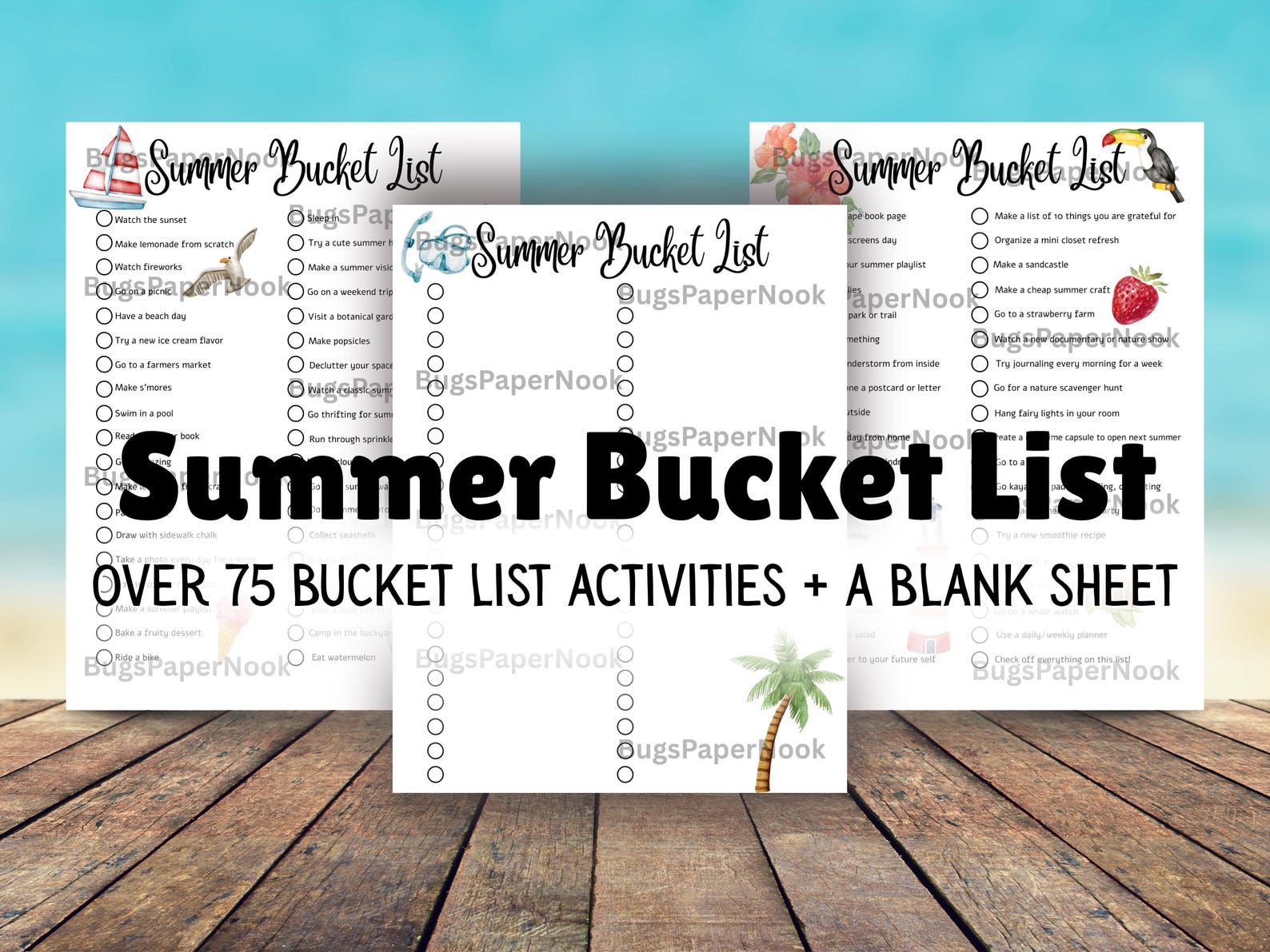 Summer Bucket List Printable: 76 Fun Activities Checklist (PDF Download ...