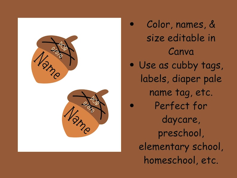 Editable Acorn Cubby Tags | Fall Classroom Labels | Woodland Name Tags ...