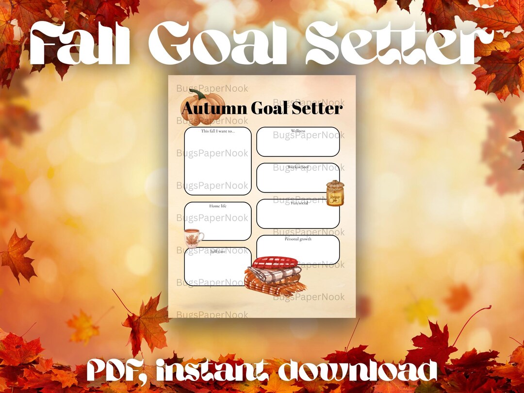 Fall Goal Setter Printable | Autumn Goal Planning Worksheet | Seasonal ...