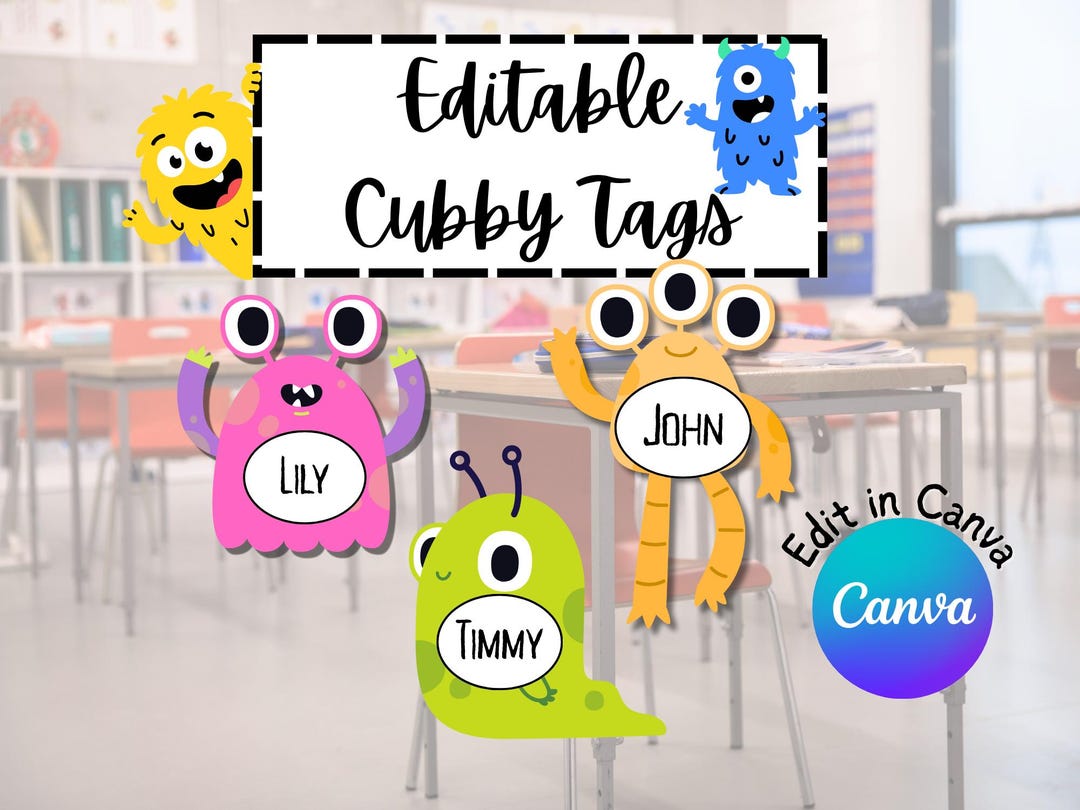 Editable Monster Cubby Tags | Classroom Labels for Teachers ...