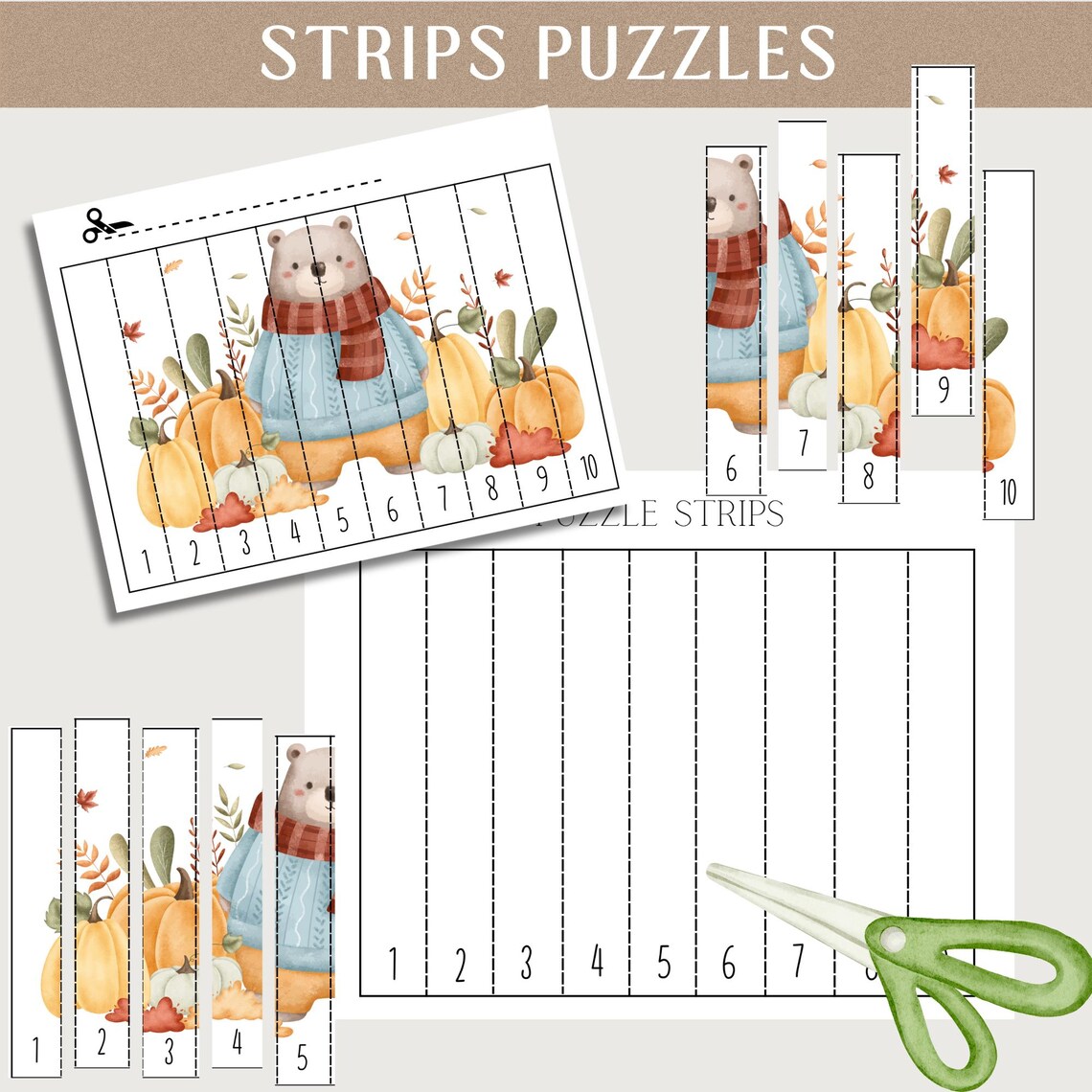 Autumn Number Puzzle Game: Montessori Math Activity (PDF Download) - Etsy