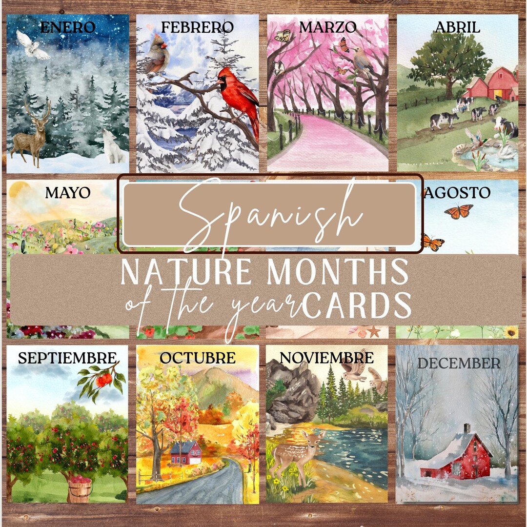 Spanish Months of the Year Poster: Watercolor Nature Classroom Decor ...