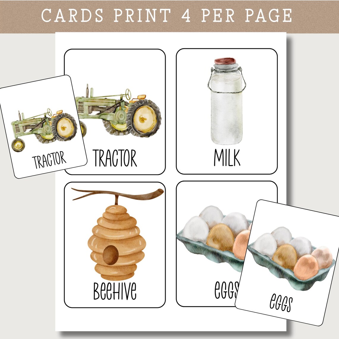 Montessori Farm Flashcards | 59 Farm Cards for Preschool | Fruits ...