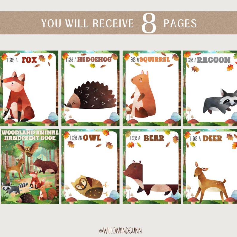 Woodland Animal Handprint Art: Art and Craft Activity (PDF Printable ...