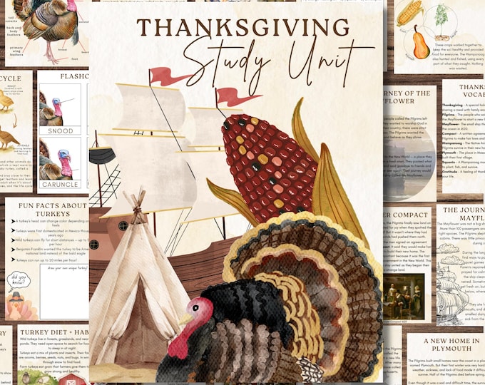 Thanksgiving Unit Study, DIGITAL DOWNLOAD, Thanksgiving BINGO ...