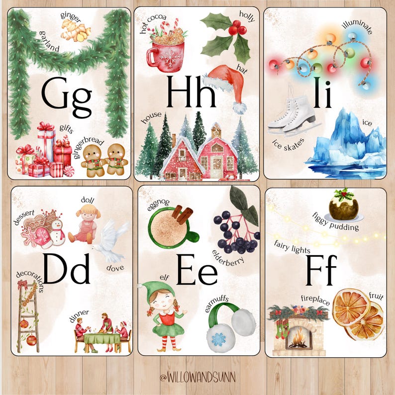 Christmas Alphabet Flashcards: Preschool Christmas Craft Printable - Etsy