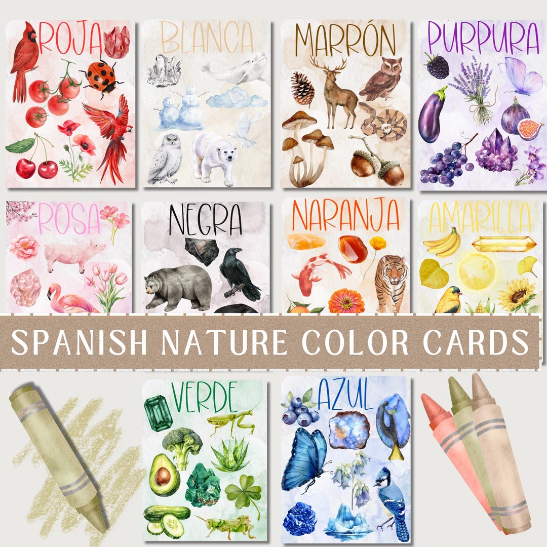 Spanish Nature Color Flashcards: Montessori Preschool Printable (PDF ...