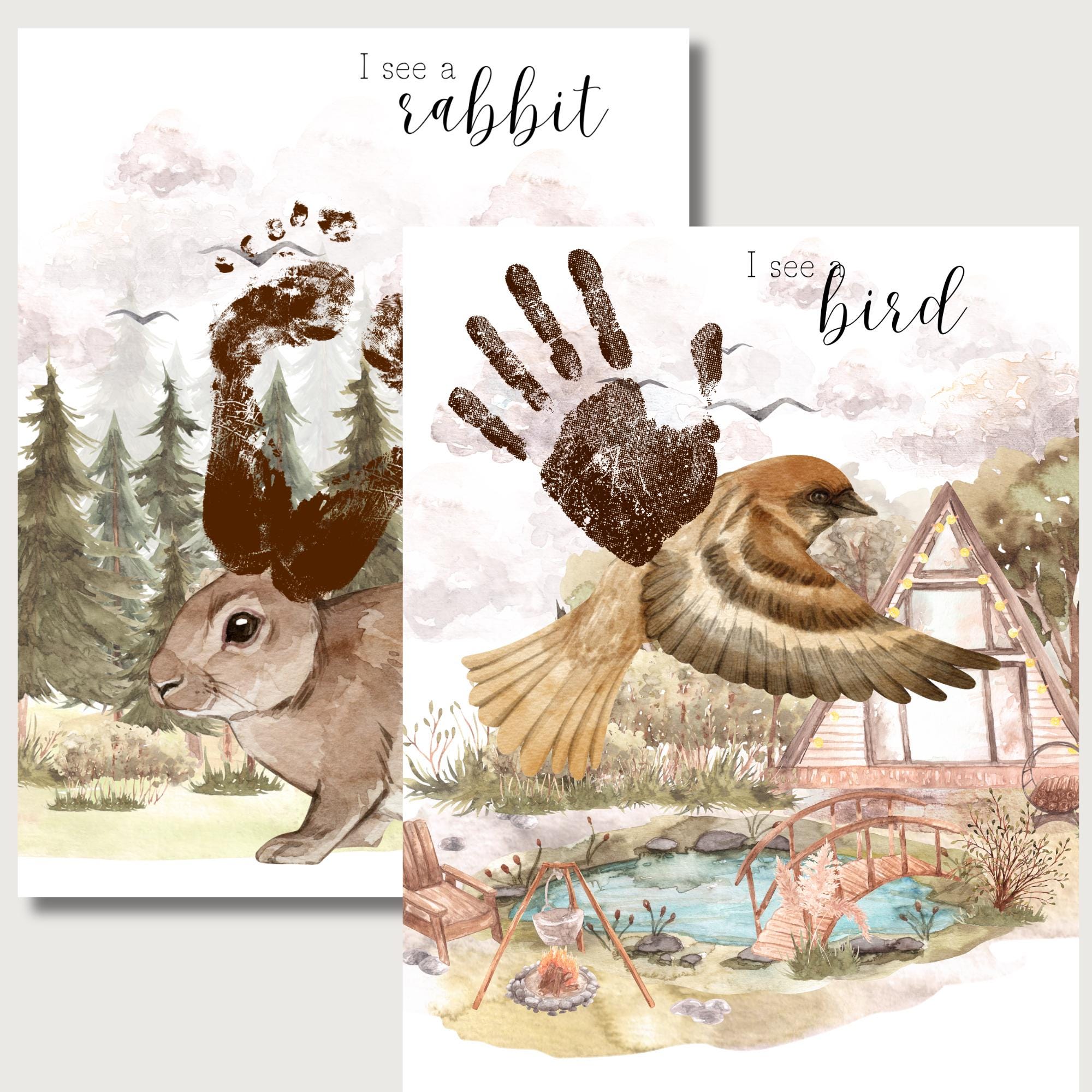 Woodland Animal Handprint Template Craft: 10 Animals (PDF Printable) - Etsy