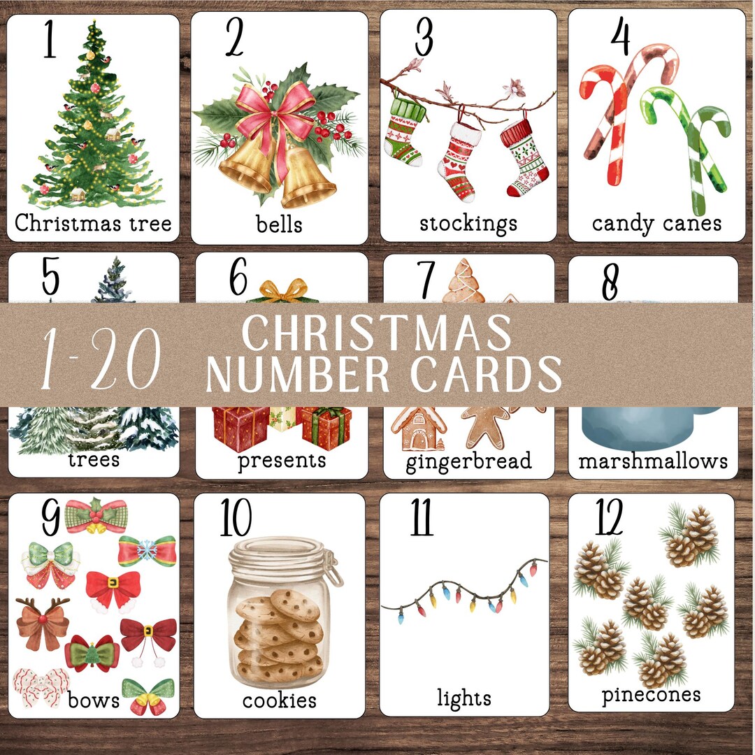 Christmas Number Cards: Winter Number Flashcards 1-20 for Toddlers and ...