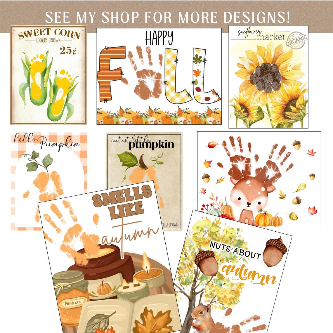 Autumn Handprint Craft: Happy Fall Handprint Art (PDF Printable) - Etsy