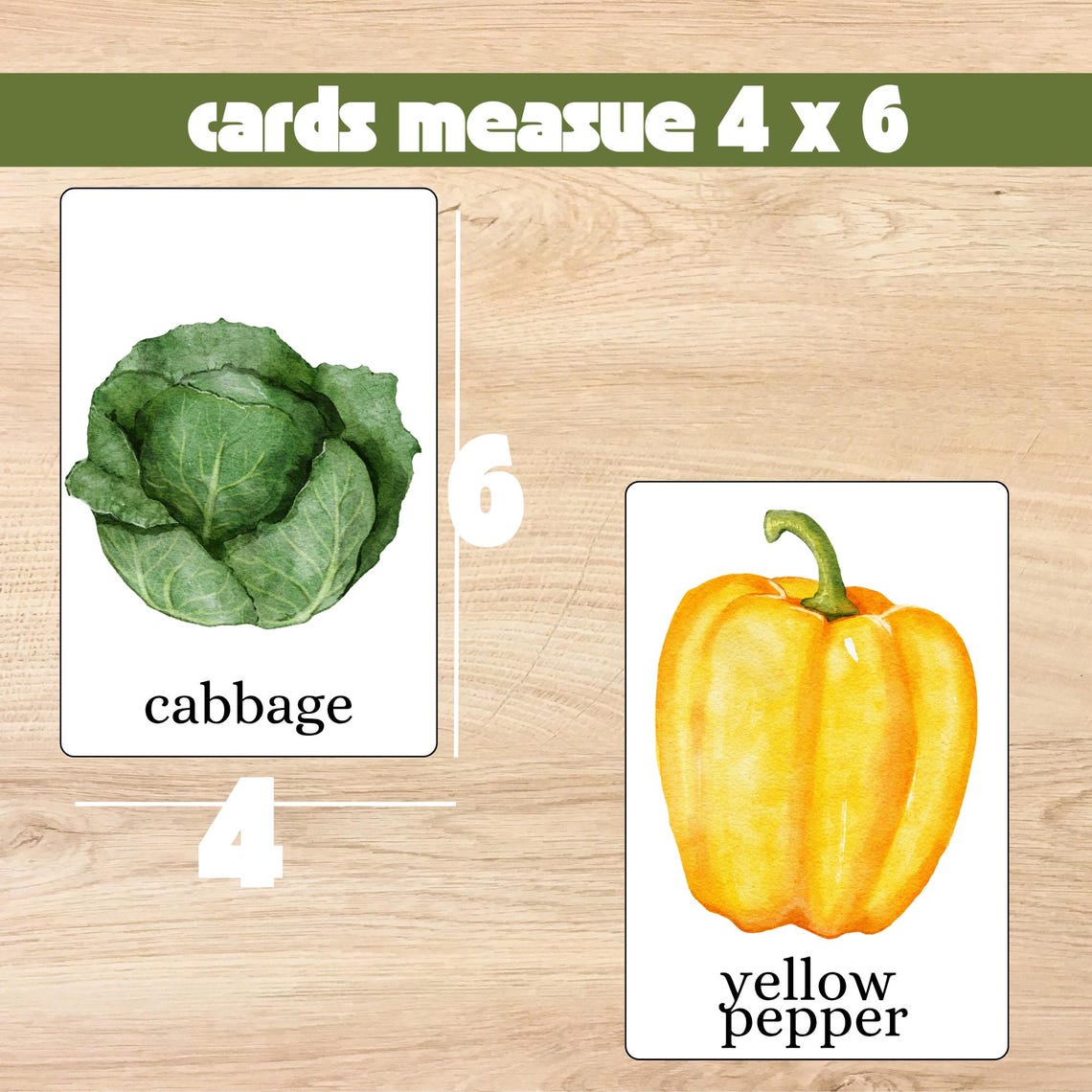 Vegetable Flashcards: Kids' Learning Cards, Montessori Style (digital ...