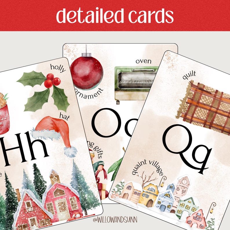 Christmas Alphabet Flashcards: Preschool Christmas Craft Printable - Etsy