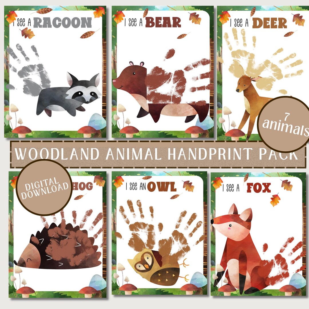Woodland Animal Handprint Art: Art and Craft Activity (PDF Printable ...