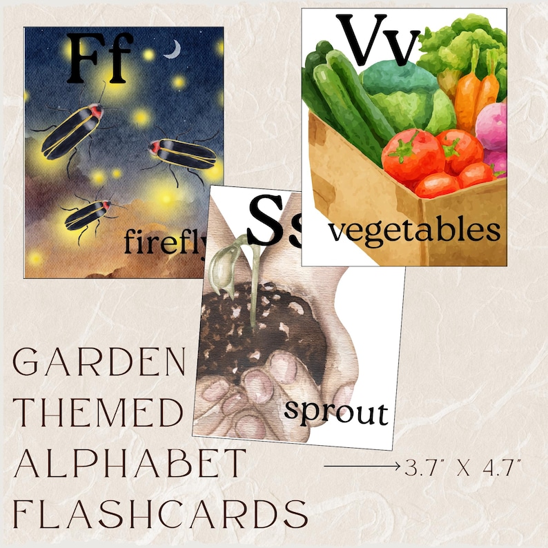 Nature Garden Alphabet Montessori Flashcards: ABC Flashcards - Etsy