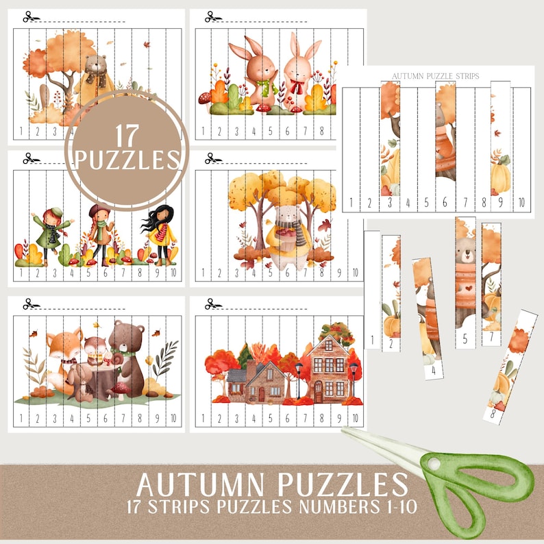 Autumn Number Puzzle Game: Montessori Math Activity (PDF Download) - Etsy