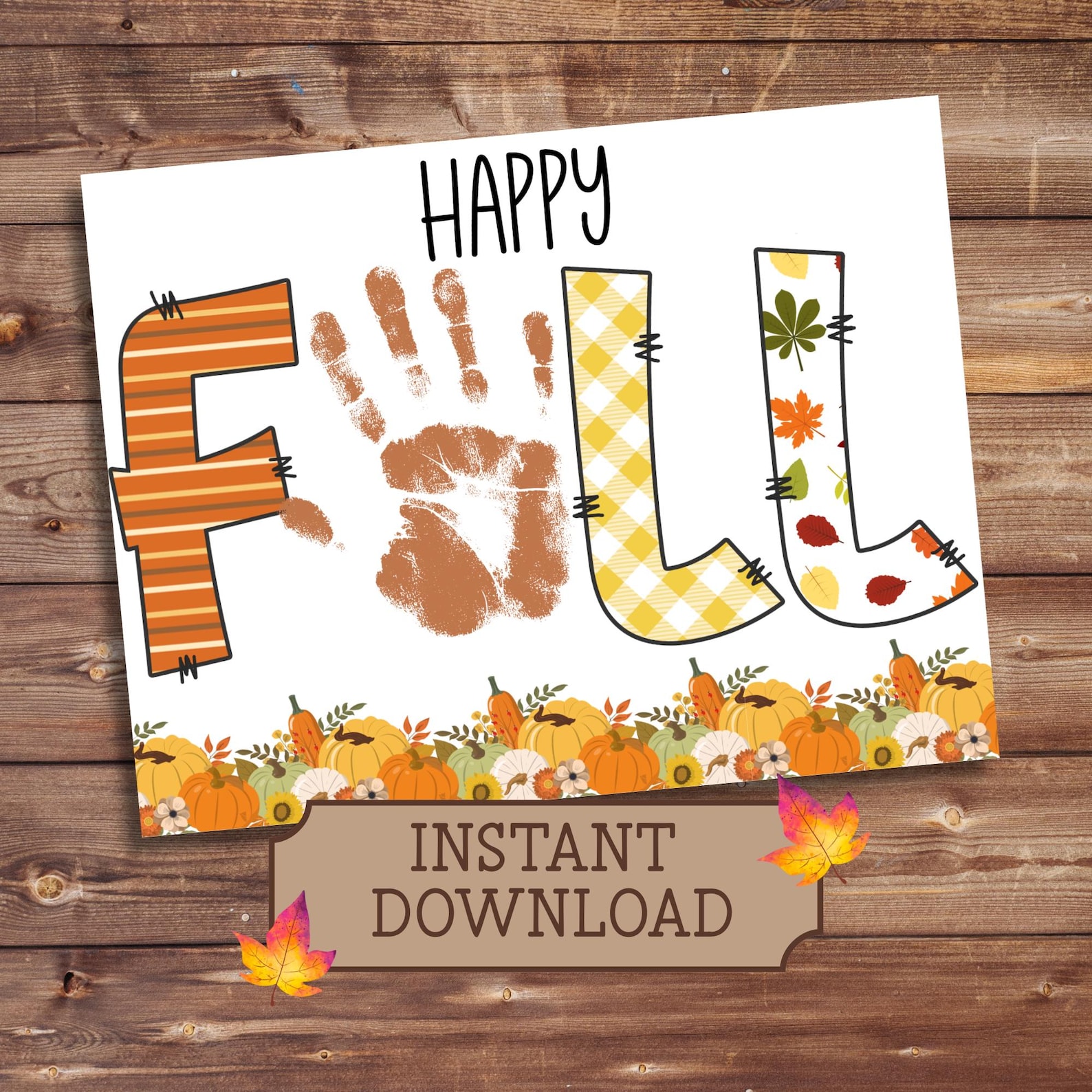 Autumn Handprint Craft: Happy Fall Handprint Art (PDF Printable) - Etsy