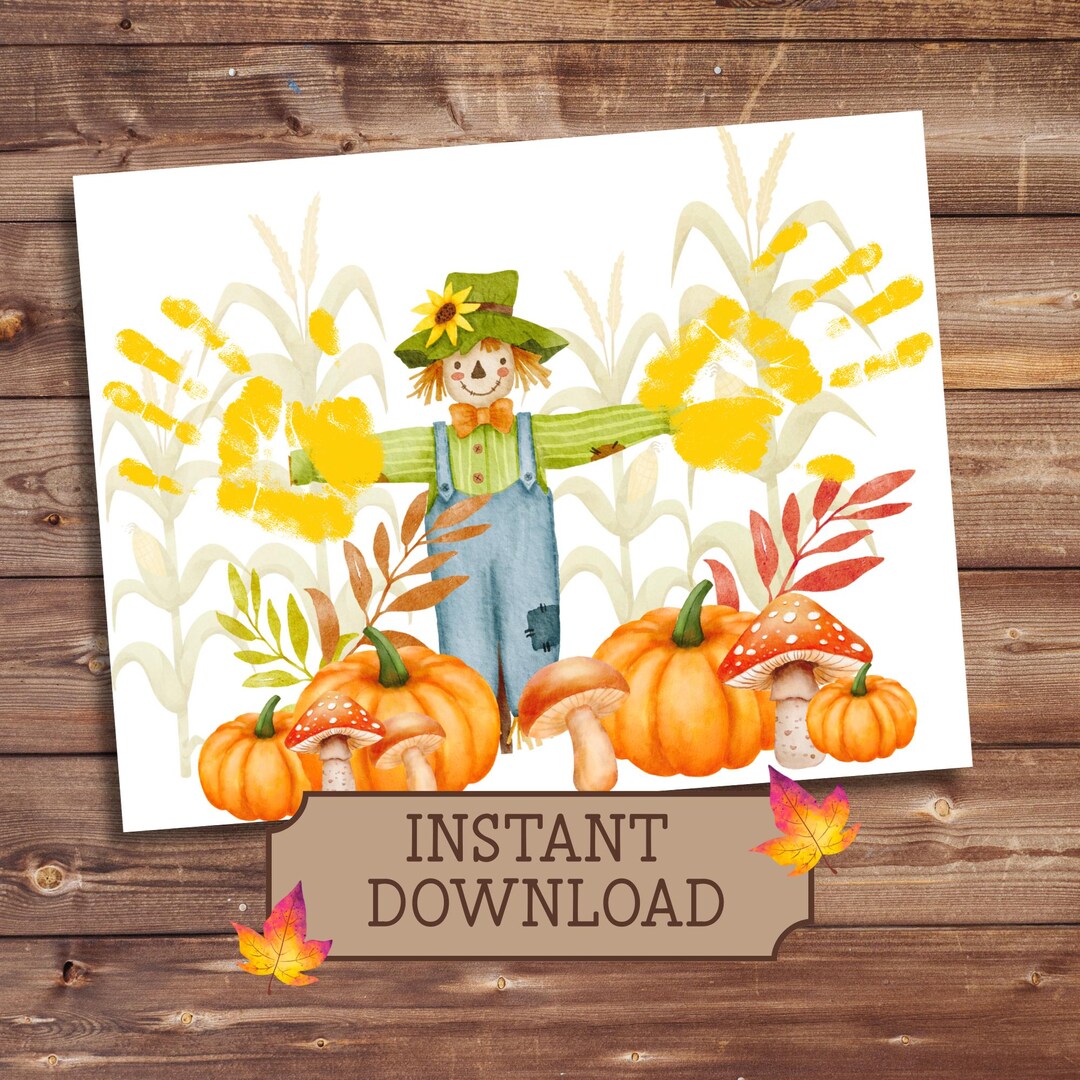 Scarecrow Handprint Art: Autumn Keepsake Craft (PDF Printable) - Etsy