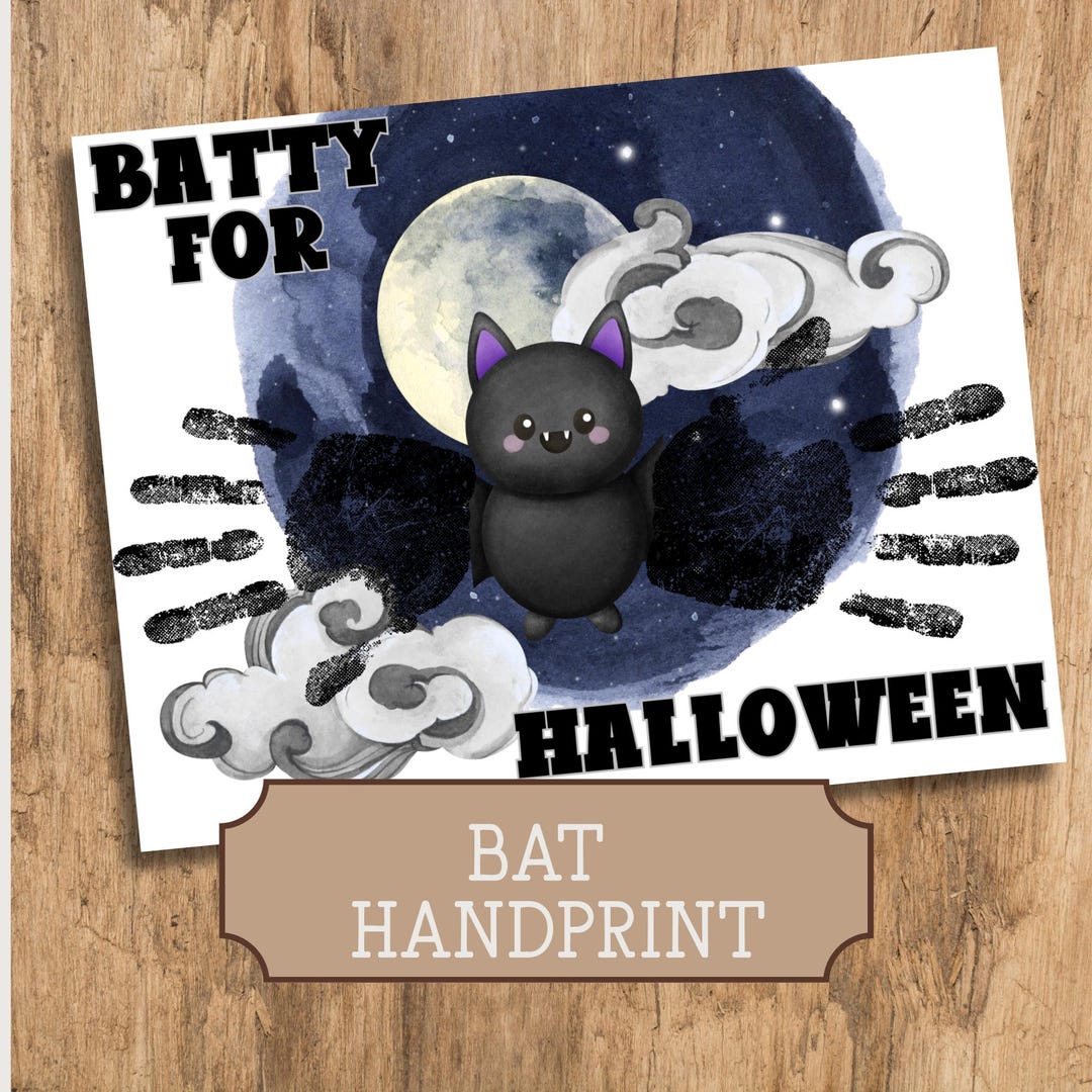 Halloween Bat Handprint Art: Kids Craft Activity (printable) - Etsy