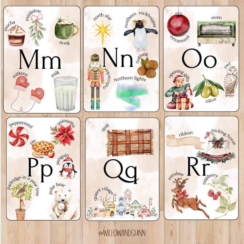 Christmas Alphabet Flashcards: Preschool Christmas Craft Printable - Etsy