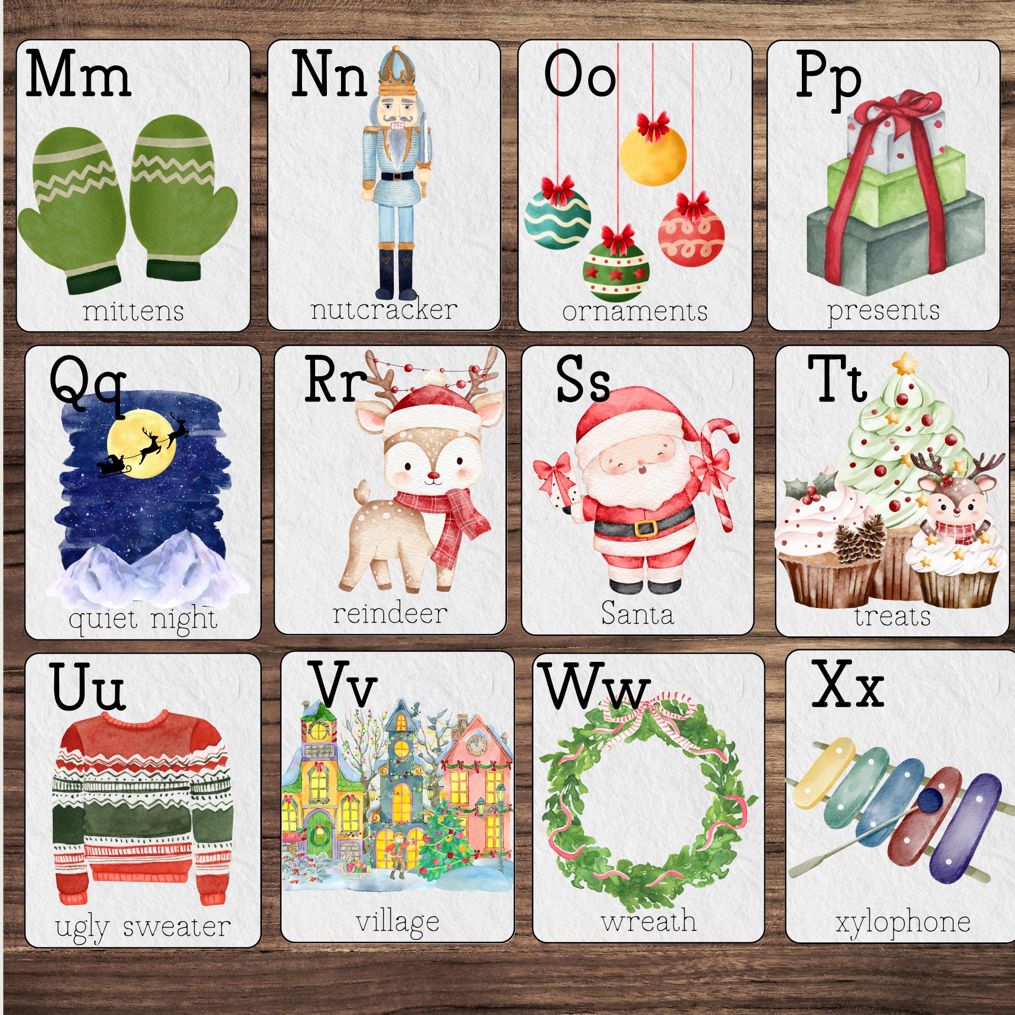 Christmas Alphabet Flashcards: ABC Printable for Toddlers & Preschool ...