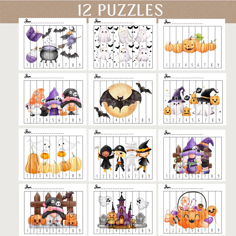 Halloween Number Puzzle: Printable Toddler Activity (PDF Download) - Etsy