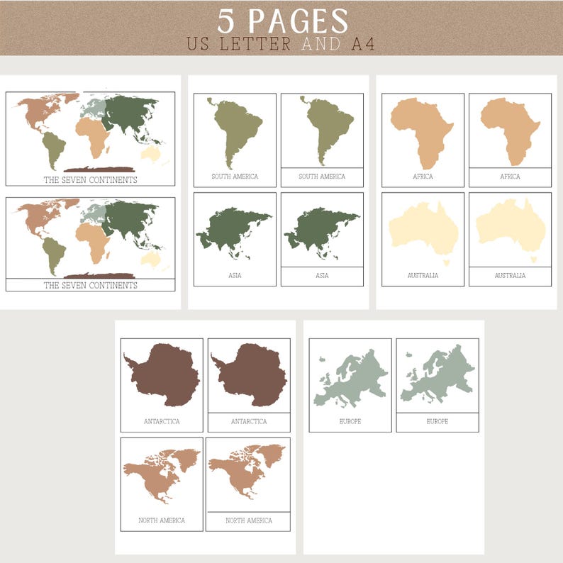 Montessori Continent Flashcards: Geography Learning Activity for ...
