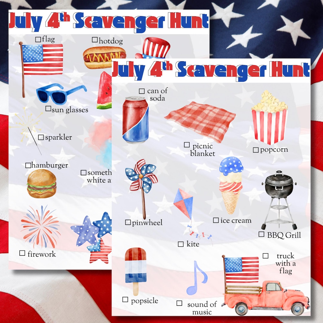 Patriotic Scavenger Hunt - Outdoor 4th of July Party Games and Activity ...