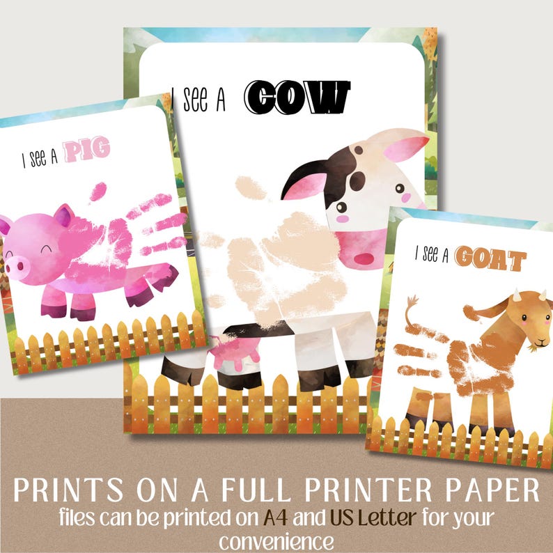 Farm Animal Printable Handprint Bundle - Toddler Handprint Art and ...