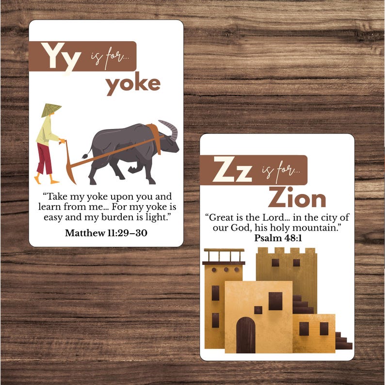 Bible Alphabet Flashcards: Christian ABC Scripture Cards (printable PDF ...