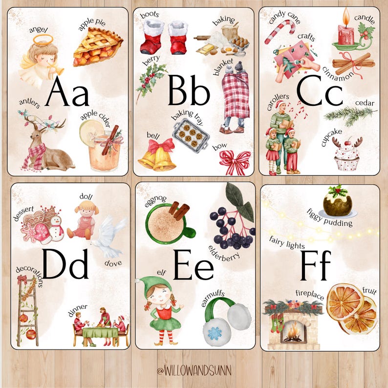 Christmas Alphabet Flashcards: Preschool Christmas Craft Printable - Etsy
