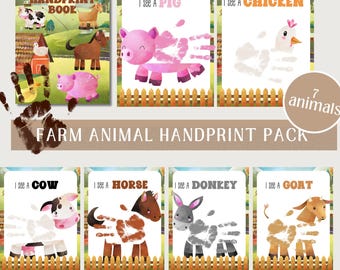 Printable Farm Animals Handprint Art Bundle, Daycare Keepsake ...