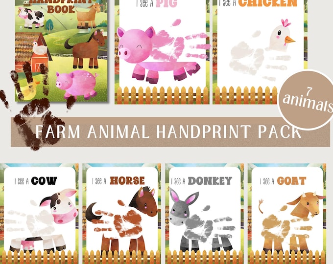 Printable Farm Animals Handprint Art Bundle, Daycare Keepsake ...