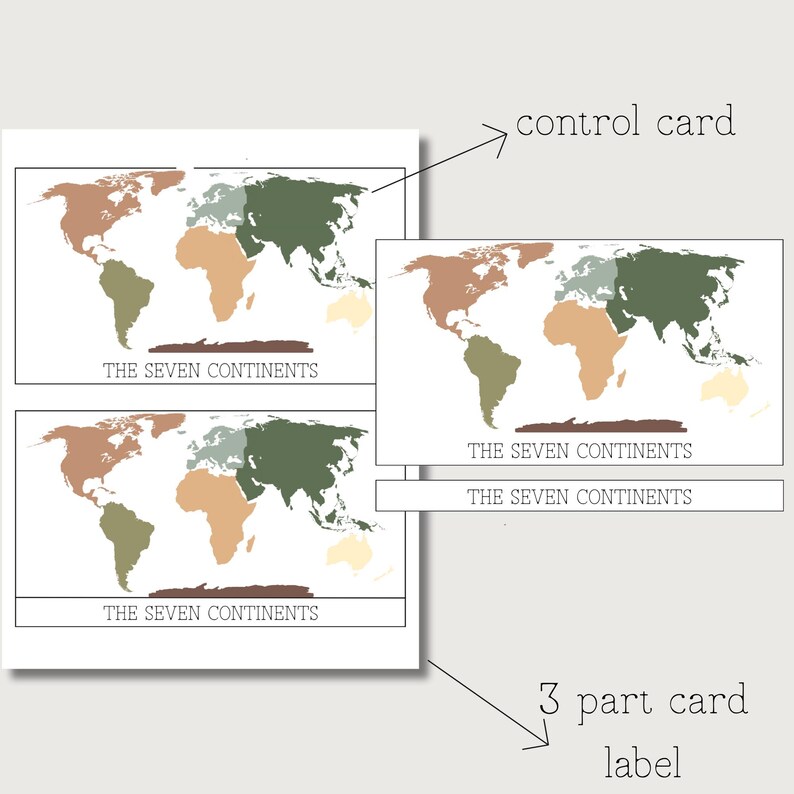 Montessori Continent Flashcards: Geography Learning Activity for ...