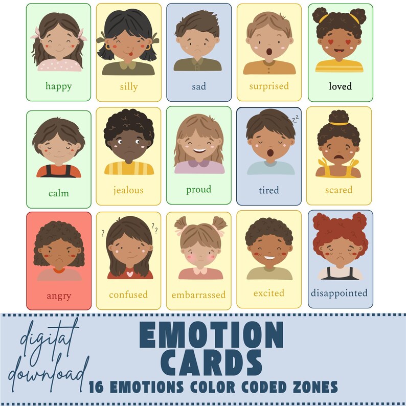 Emotion Flashcards for Kids: Regulation Zones, Calming Corner (digital ...