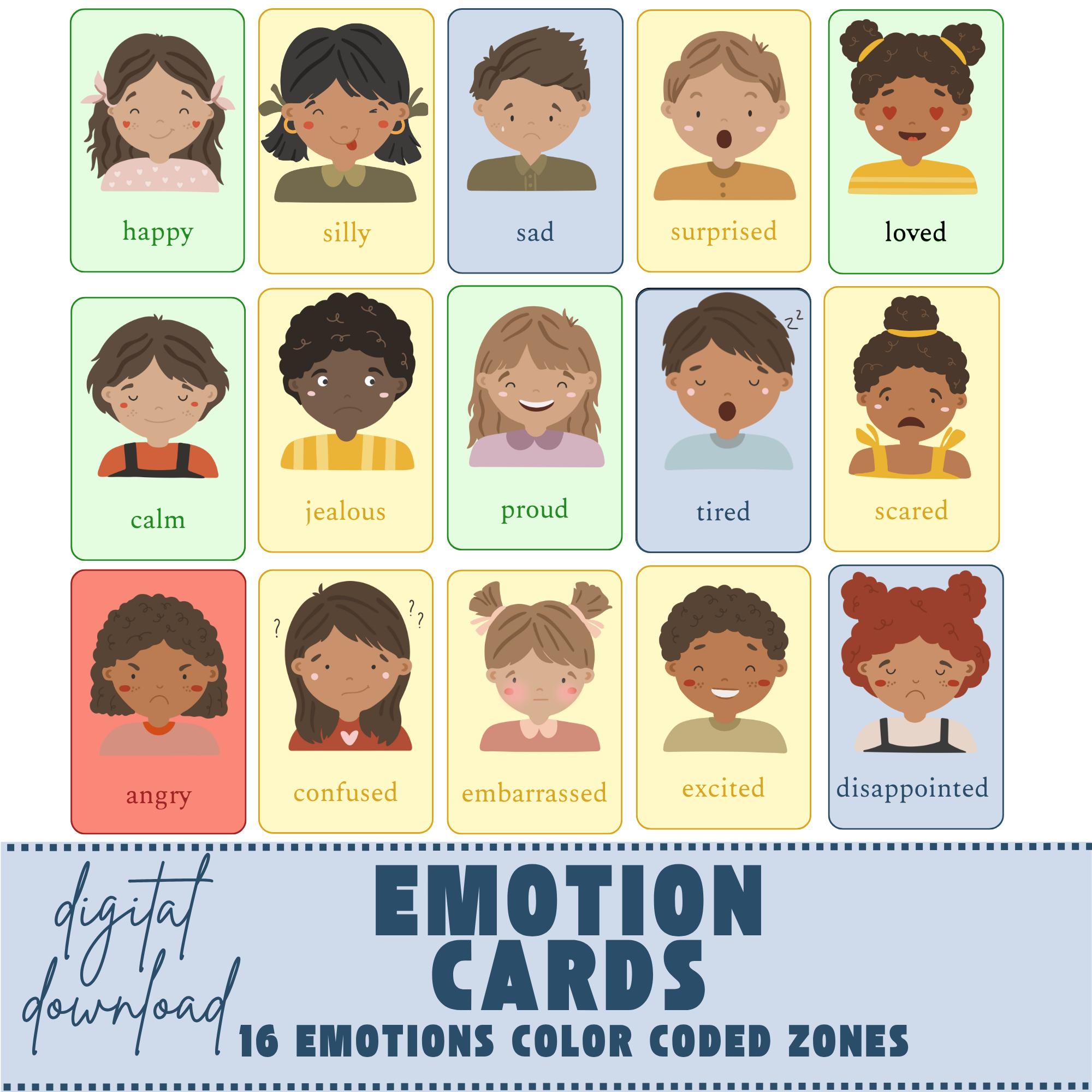 Emotion Flashcards for Kids: Regulation Zones, Calming Corner (digital ...
