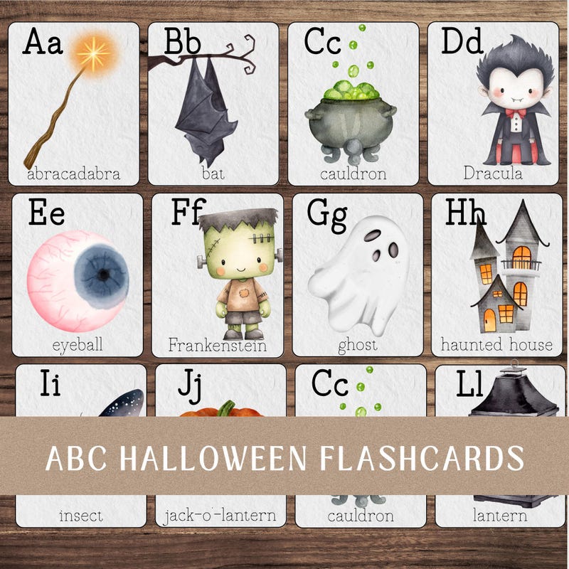 Preschool Alphabet Cards Halloween - Etsy